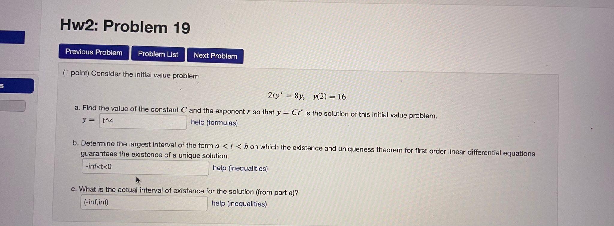 Solved (1 point) Consider the initial value problem | Chegg.com