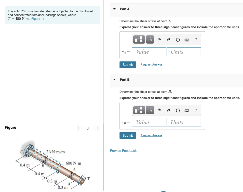 Solved The solid 70-mm-diameter shaft is subjected to the | Chegg.com