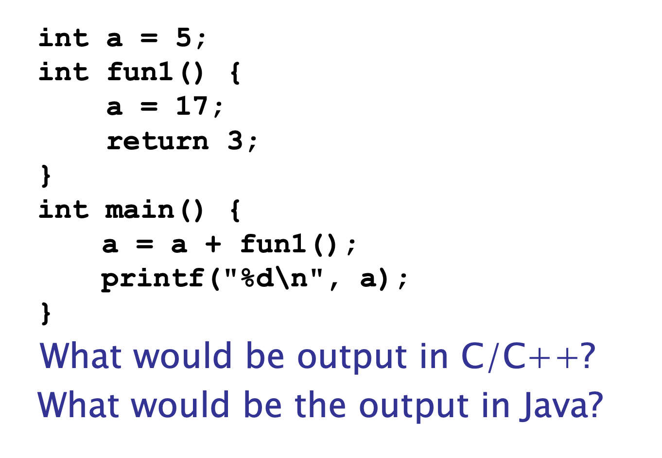 Solved Int A5int Fun1 A 17return 3 Int Main 