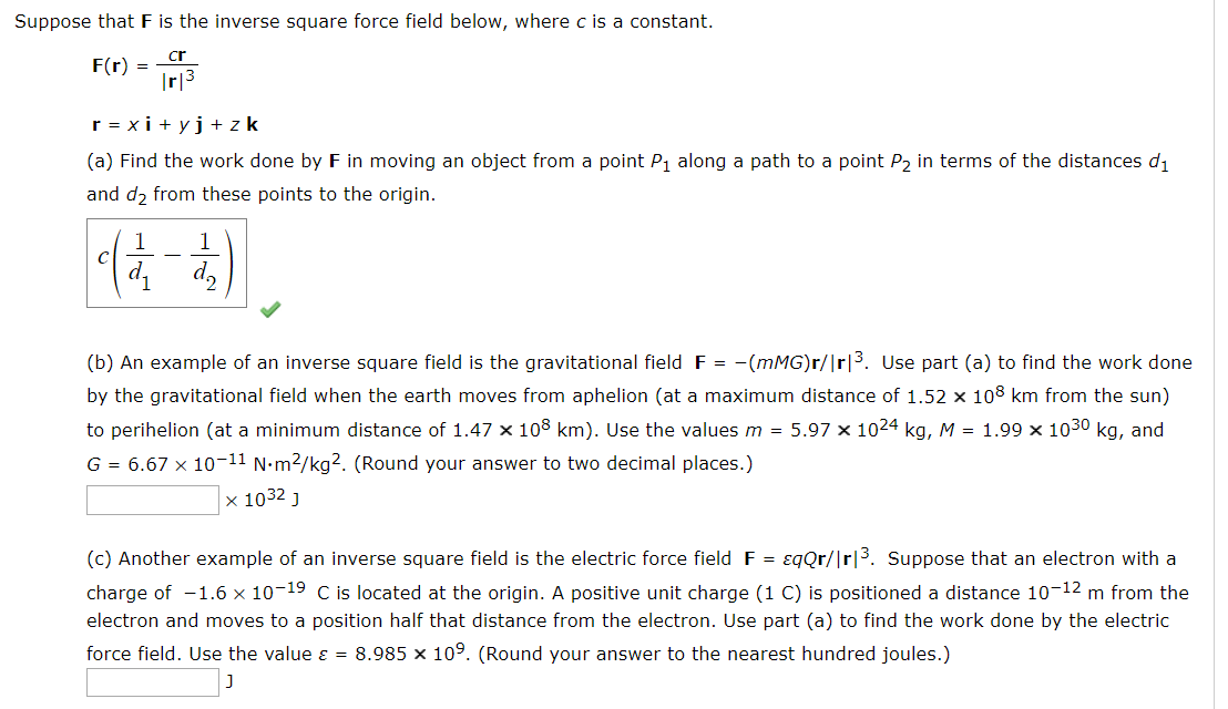 Solved Suppose that F is the inverse square force field | Chegg.com