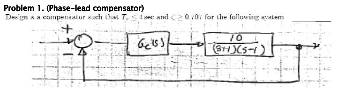 Solved Problem 1. (Phase-lead compensator) Design a a | Chegg.com Solved Problem 1. (Phase-lead compensator) Design a a | Chegg.com