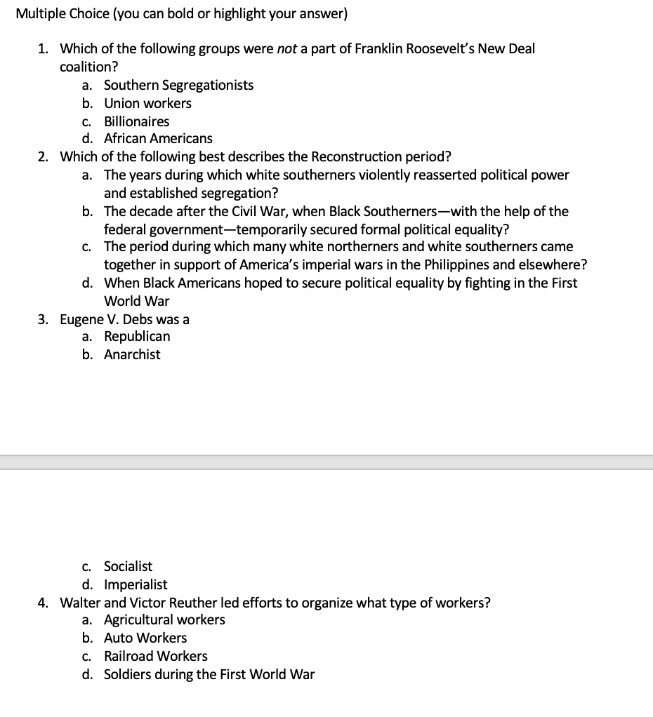 Solved Multiple Choice (you can bold or highlight your | Chegg.com