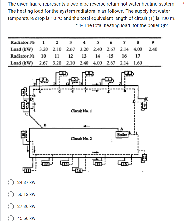 The given figure represents a two-pipe reverse return | Chegg.com