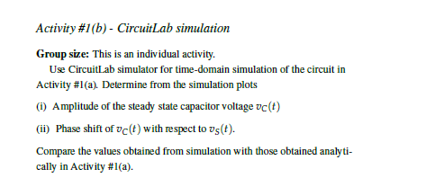 Activity \#1(b) - CircuitLab simulation Group size: | Chegg.com