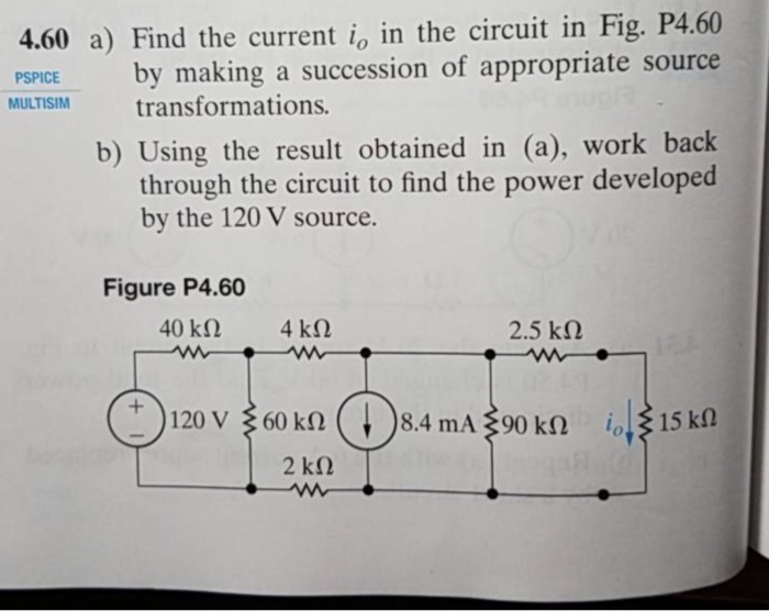 Solved 4.60 a) Find the current io in the circuit in Fig. | Chegg.com