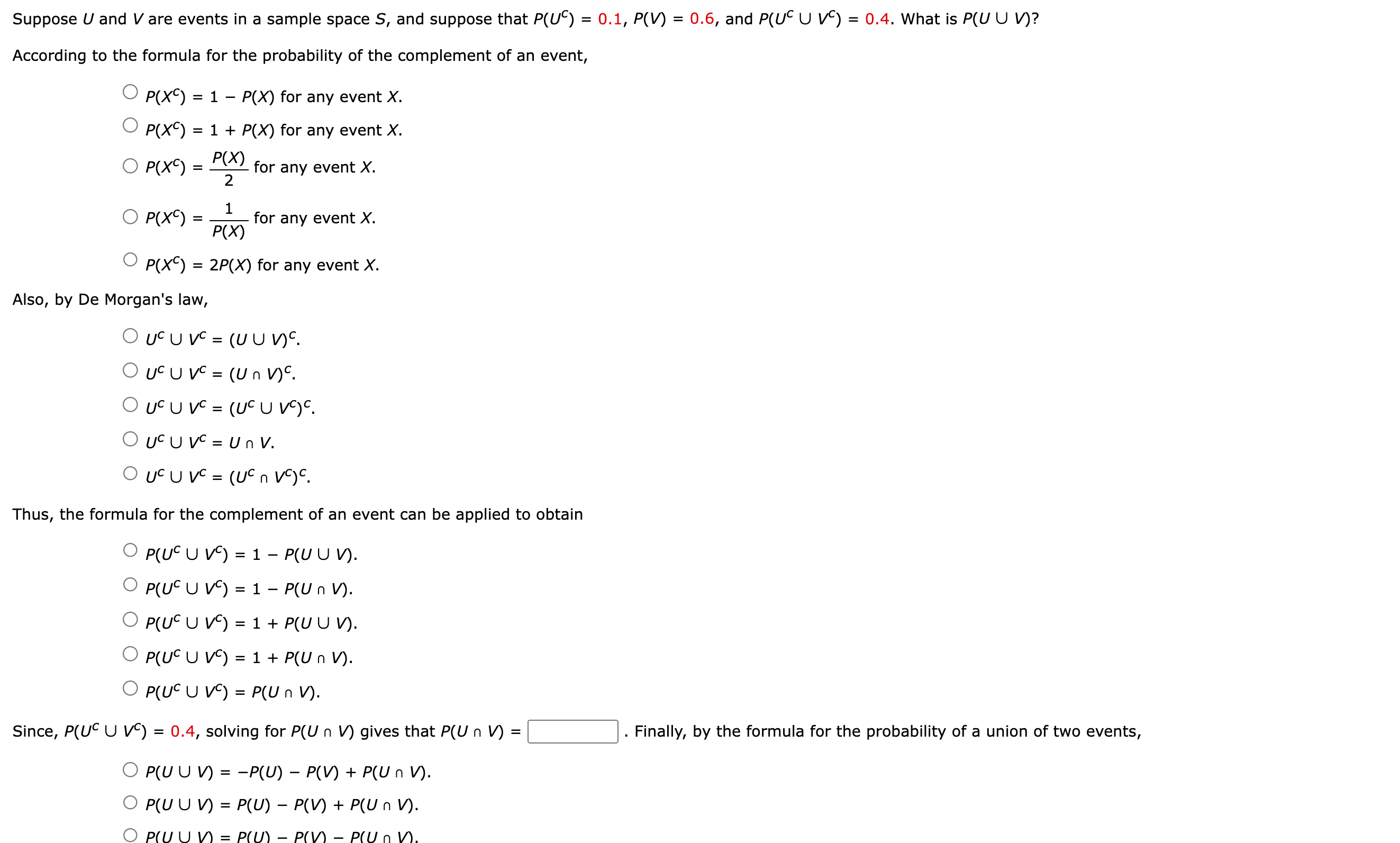Solved Suppose U and V are events in a sample space S, and | Chegg.com