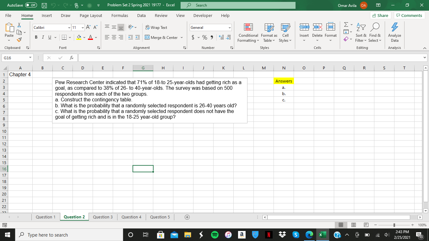 Solved AutoSave Off HD Problem Set 2 Spring 2021 19177 - | Chegg.com
