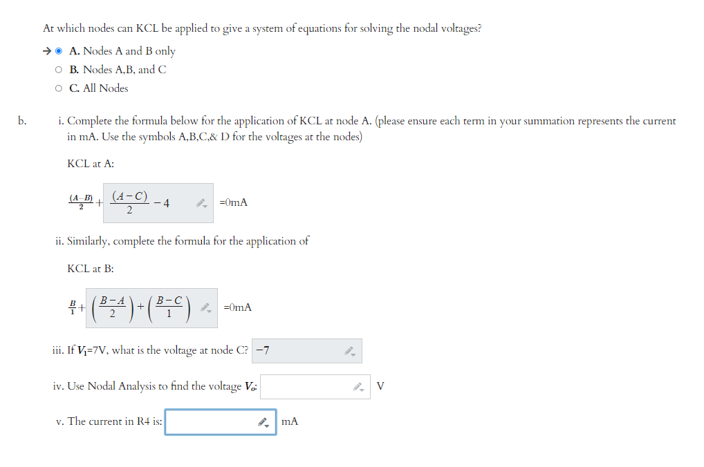 Solved C R1 2k R2 1k V1 R3 -VO A B 2k I1 R4 f 1k4 4mA D เop | Chegg.com