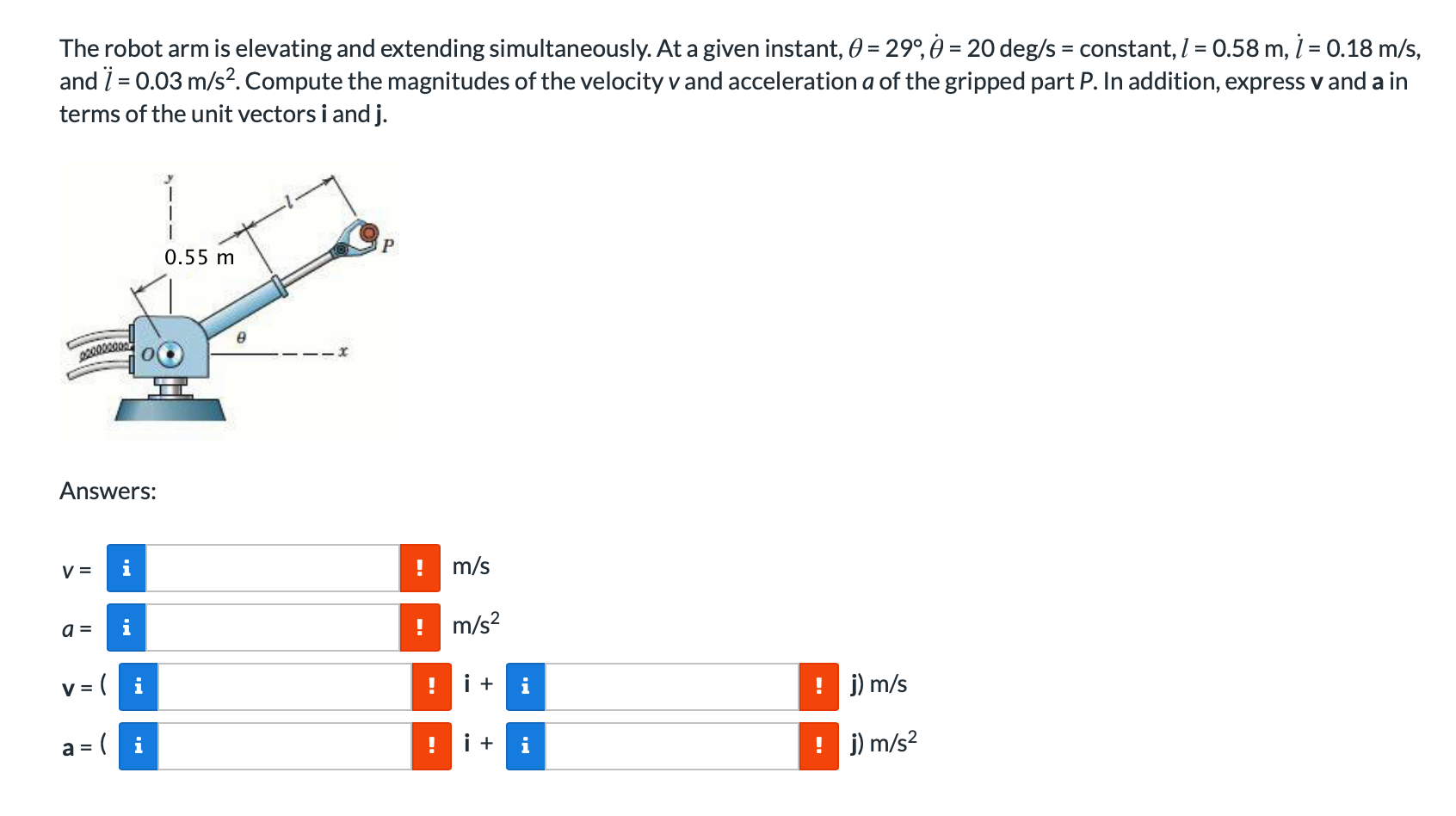 Solved The robot arm is elevating and extending | Chegg.com