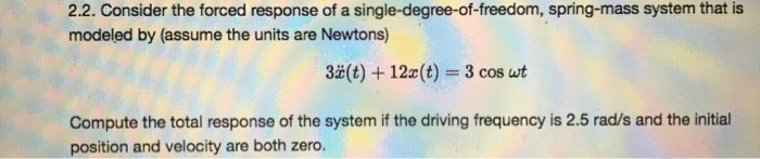 Solved 2.2. Consider the forced response of a | Chegg.com
