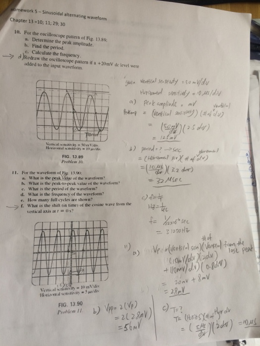 Solved Sinusodal alternating waveform Please do 10) | Chegg.com