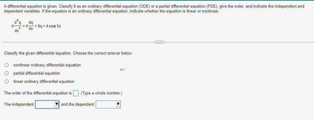 Solved A differential equation is given. Classify it as an | Chegg.com