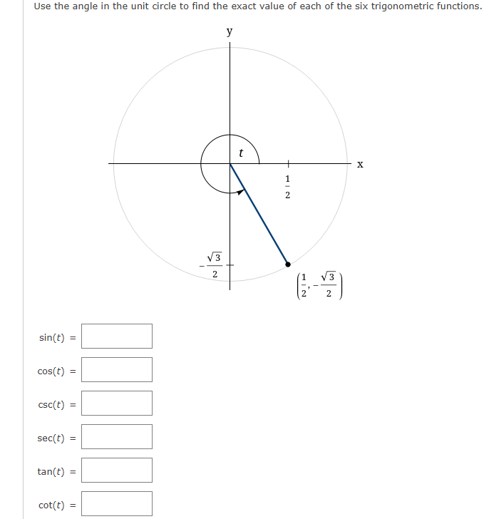 Solved Use the angle in ﻿the unit circle to ﻿find the exact | Chegg.com