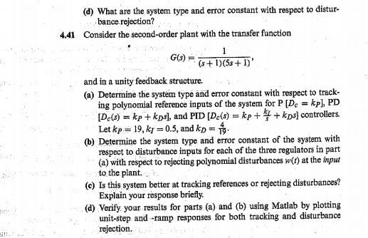 (d) What are the system type and error constant with | Chegg.com