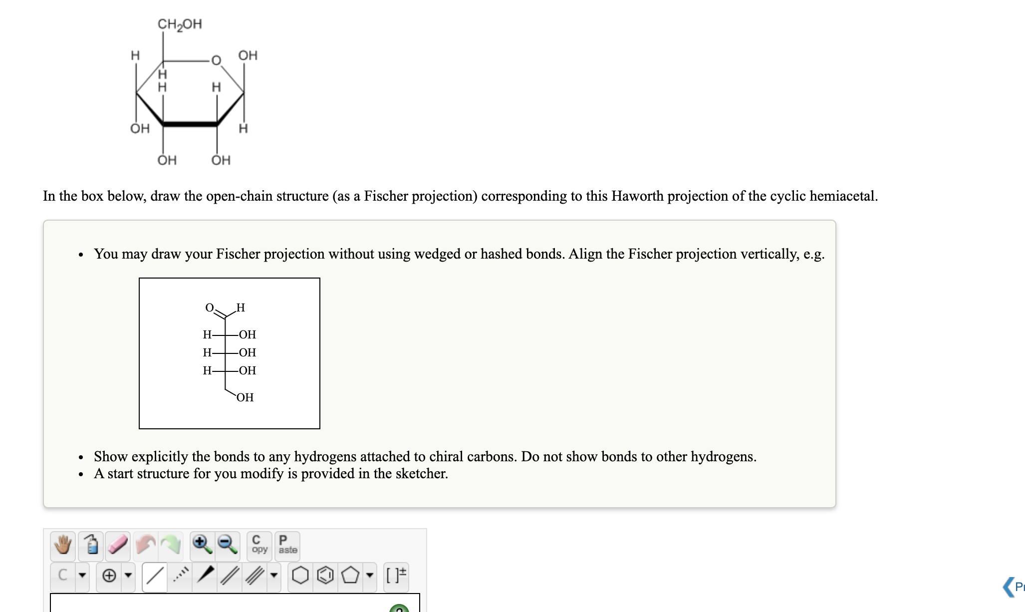 Solved CH2OH H OH H H H OH H OH OH In the box below, draw | Chegg.com