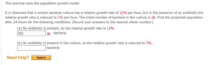 Solved This exercise uses the population growth model. It is | Chegg.com