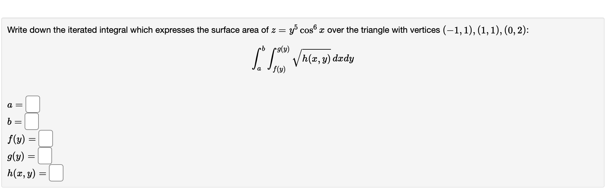 Solved Write down the iterated integral which expresses the | Chegg.com