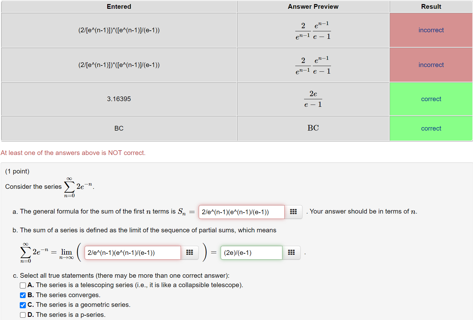 Solved At least one of the answers above is NOT correct. (1 | Chegg.com