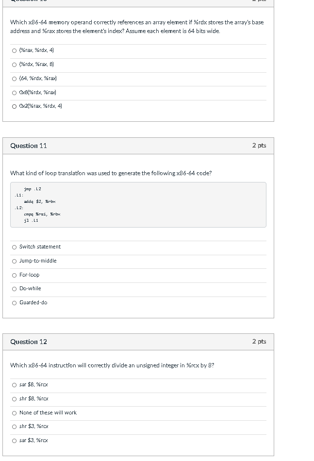 Solved Which x86-64 memory operand correctly references an | Chegg.com