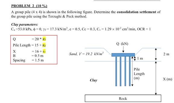 Solved PROBLEM 2 (10%) A group pile (4 x 4) is shown in the | Chegg.com