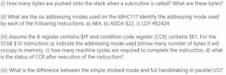 Solved (1) How many bytes are pushed onto the stack when a | Chegg.com