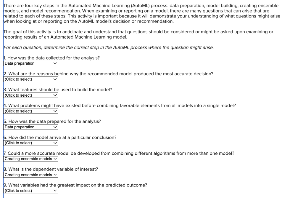 the answers options for each question are data | Chegg.com