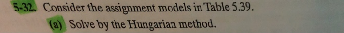 Solved 5-32. Consider the assignment models in Table 539. | Chegg.com