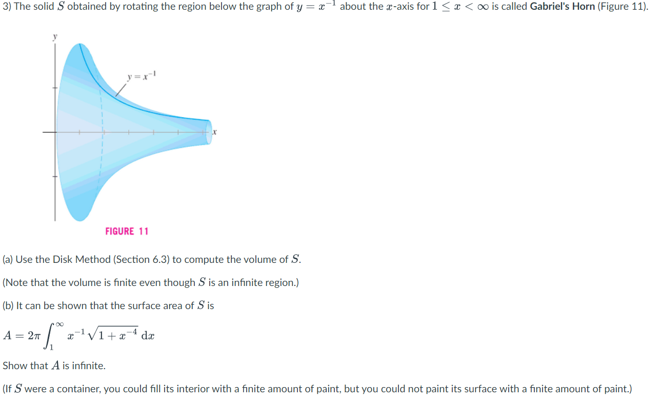 Solved 3) The solid S obtained by rotating the region below | Chegg.com