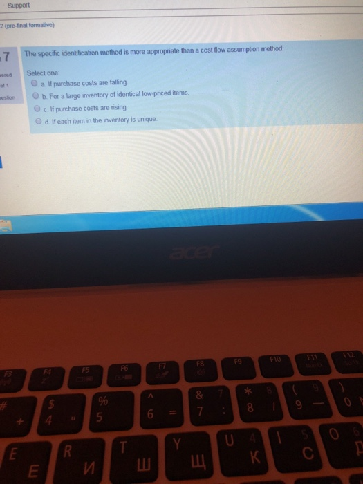 Solved Support 2 (pre-final formative) assumption method 7 | Chegg.com