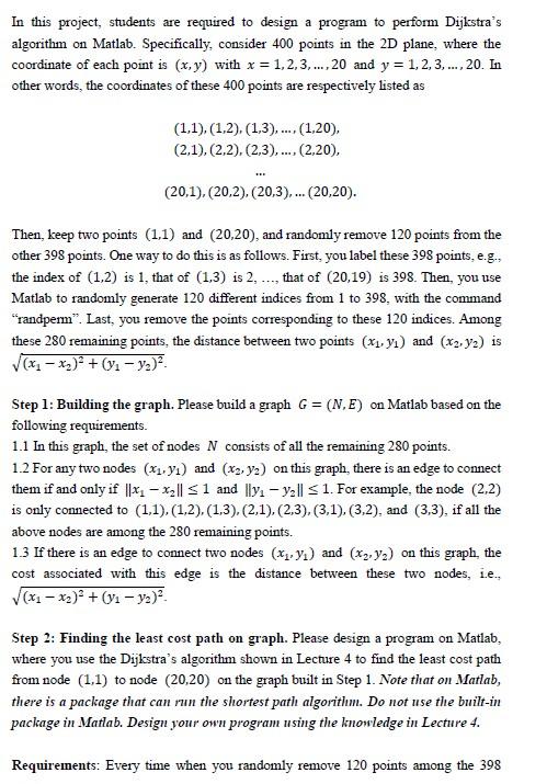 In this project, students are required to design a | Chegg.com