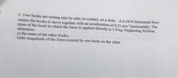 Solved 3. Two books are resting side by side, in contact, on | Chegg.com