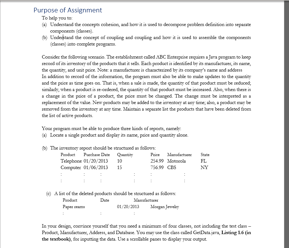 Solved Purpose of Assignment To help you to: (a) Understand | Chegg.com