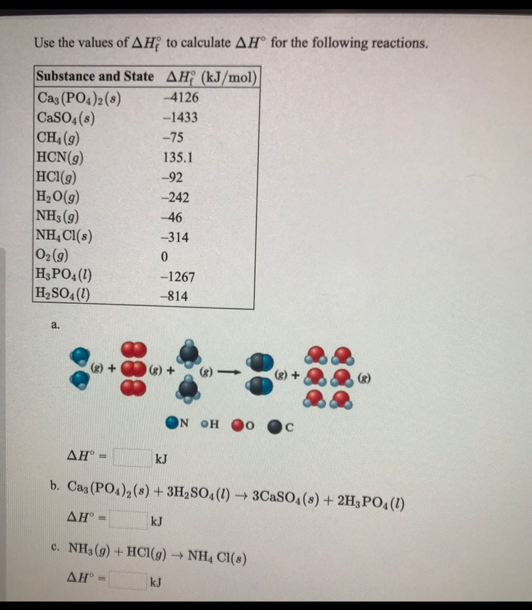 Solved Use the values of AHf to calculate AH for the | Chegg.com