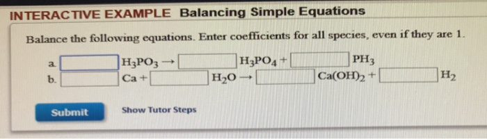 Solved INTERACTIVE EXAMPLE Balancing Simple Equations | Chegg.com