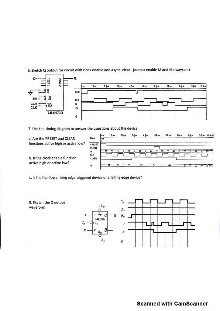 Solved 6. Sketch Q output for circuit with clock enable and | Chegg.com