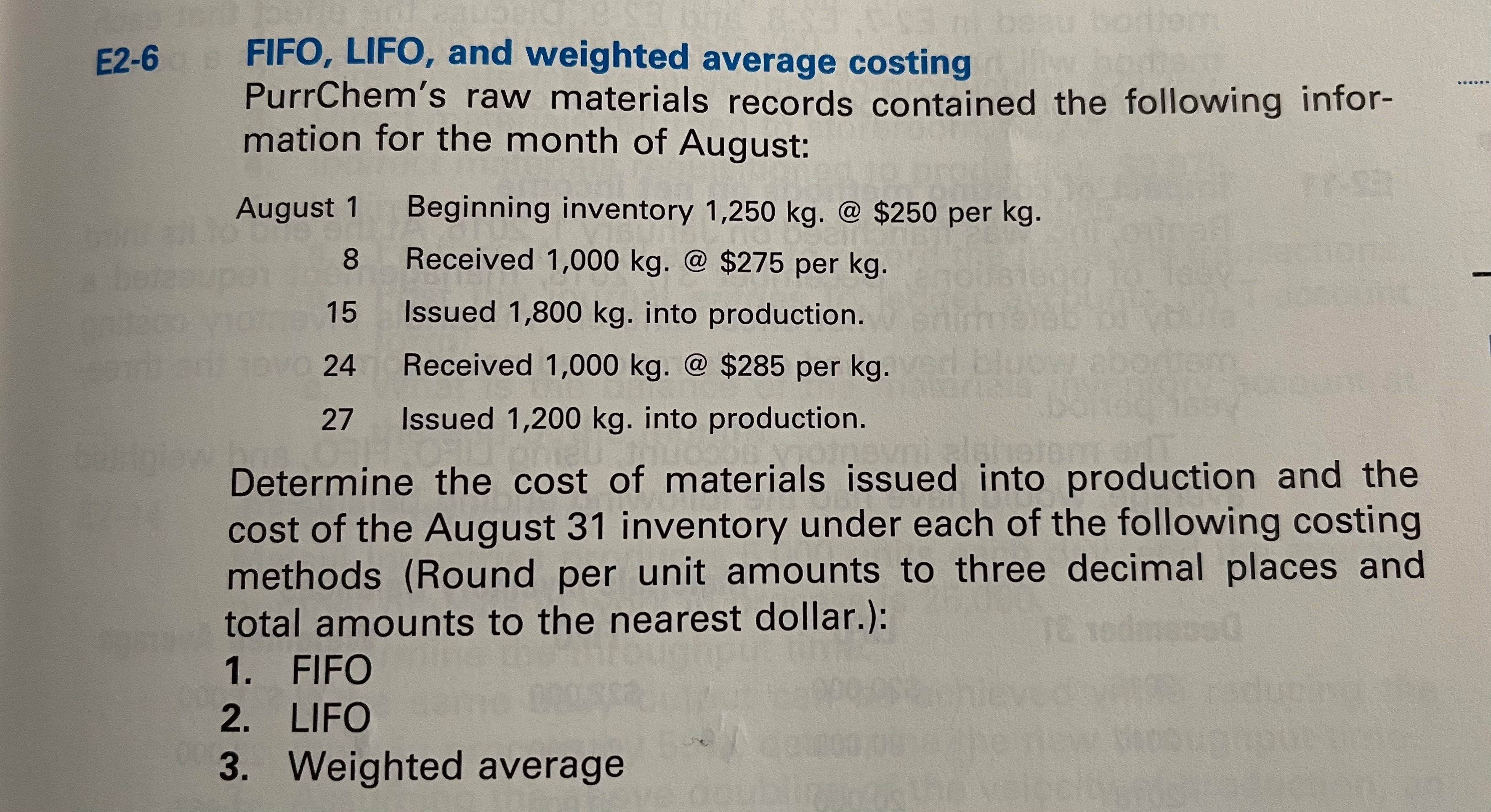 Solved FIFO, LIFO, and weighted average costing PurrChem's | Chegg.com