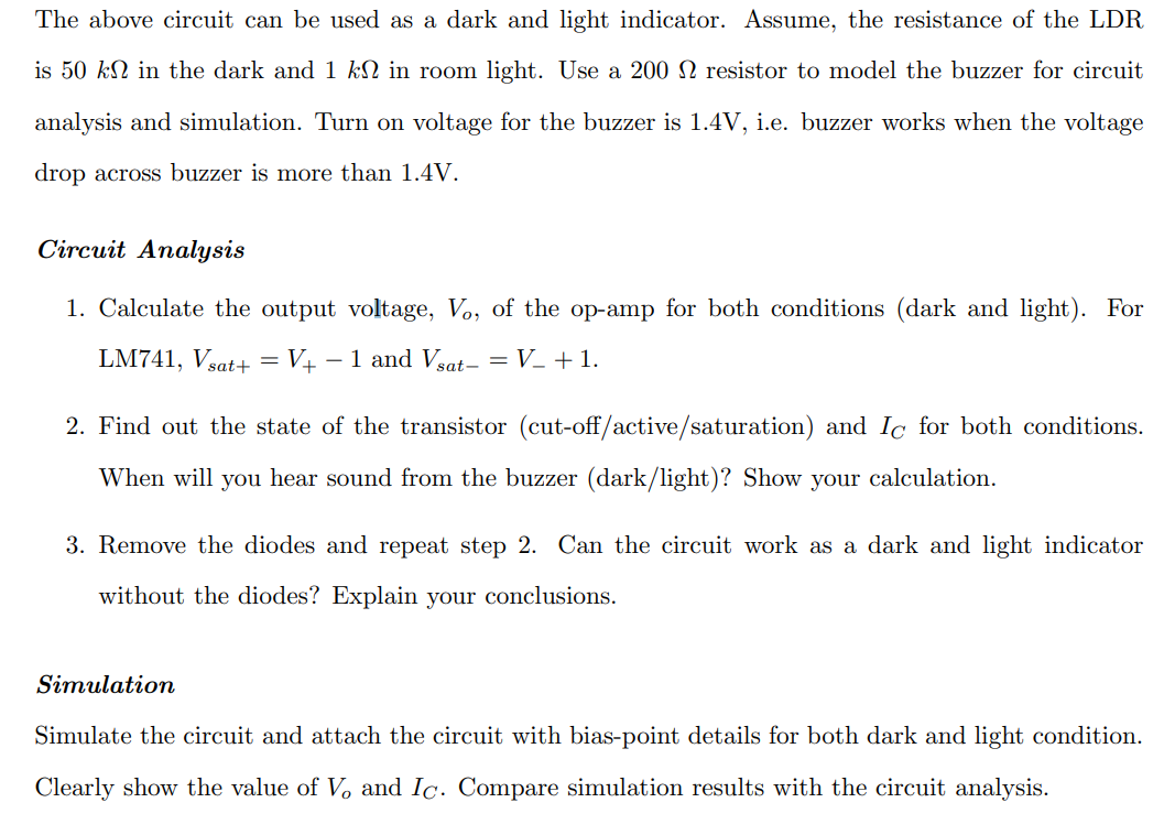 Solved Consider the circuit below with a LM741 op-amp, a | Chegg.com
