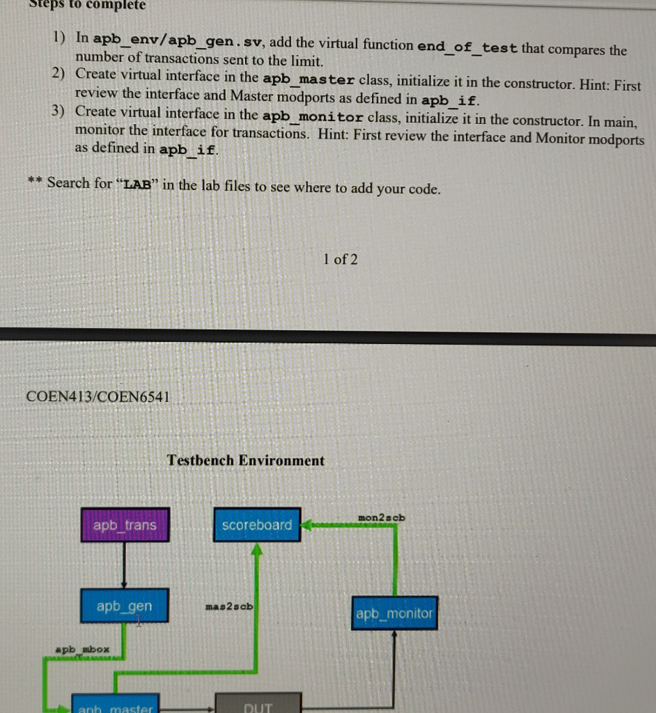 Questa SystemVerilog LAB 3: Virtual interfaces, | Chegg.com