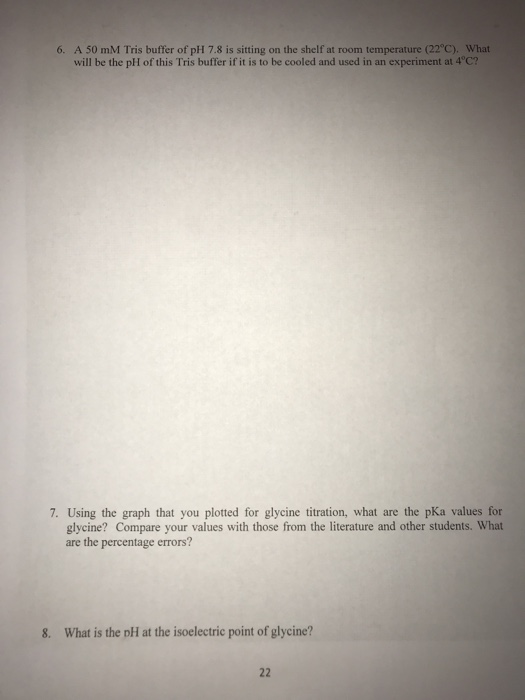 Solved A 50 mM Tris buffer of pH 7.8 is sitting on the shelf | Chegg.com
