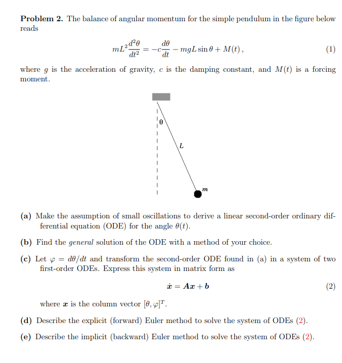 Solved Problem 2. ﻿The balance of angular momentum for the | Chegg.com