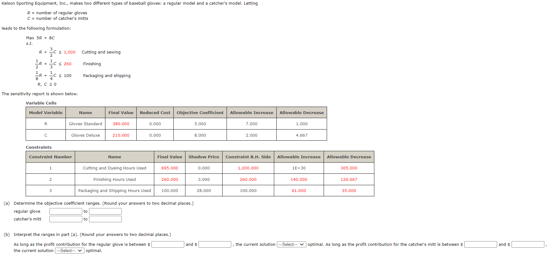 Kelson Sporting Equipment, Inc., makes two different | Chegg.com