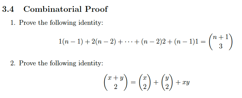 Solved 34 Combinatorial Proof 1 Prove The Following 2509