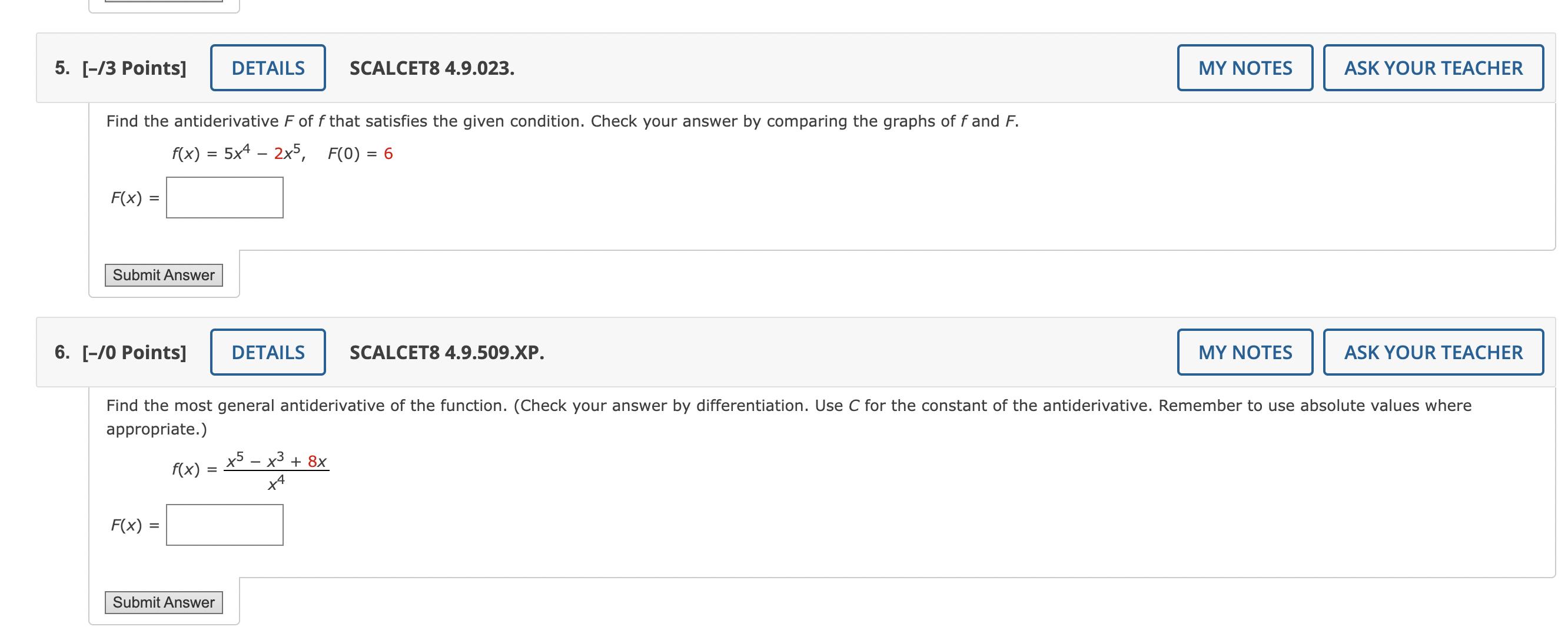 Solved [-/3 Points] SCALCET8 4.9.023. Find the | Chegg.com