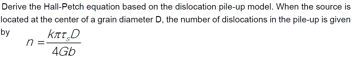 Solved Derive the Hall-Petch equation based on the | Chegg.com