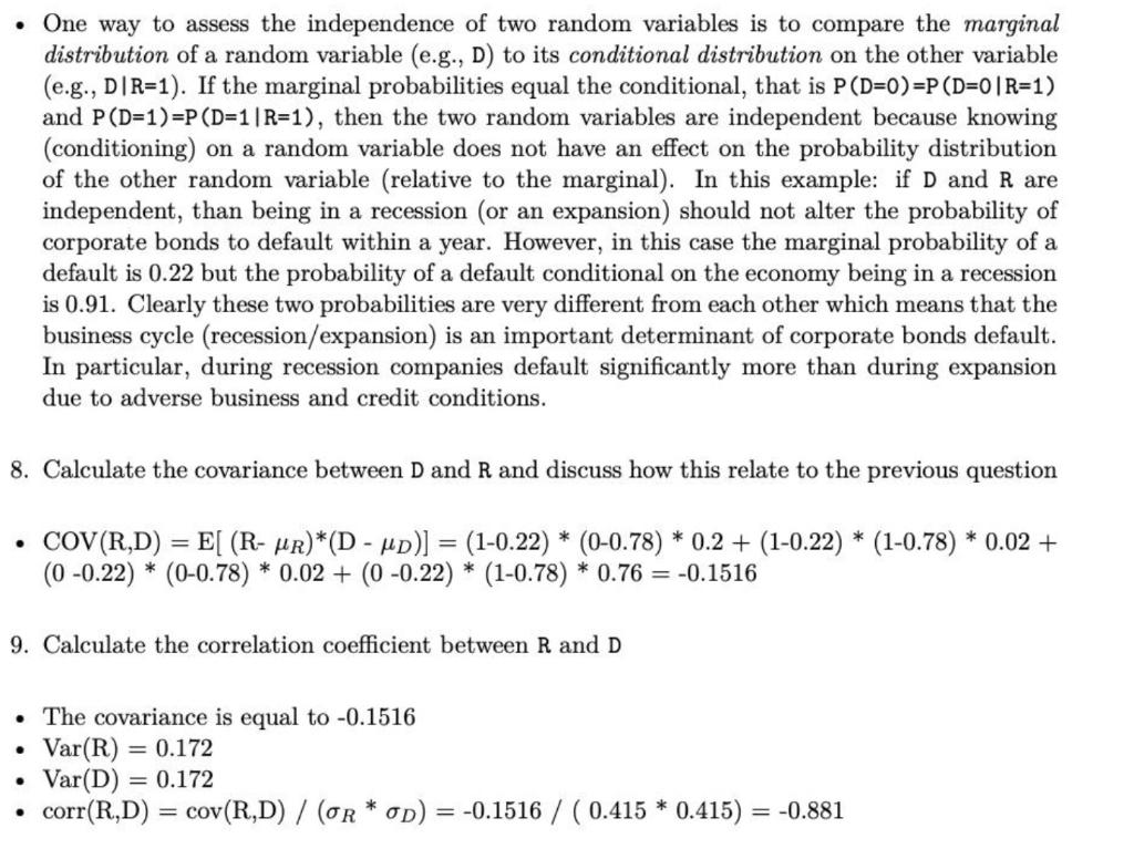 One way to assess the independence of two random | Chegg.com