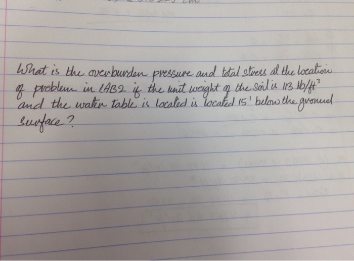 What is the overburden pressure and total stress at | Chegg.com