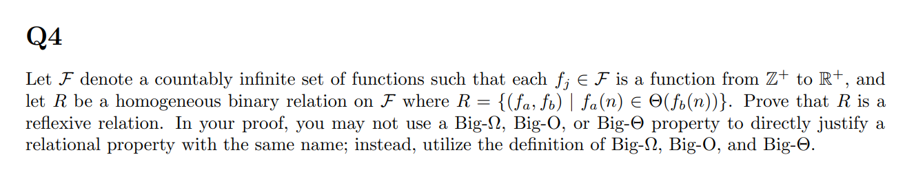Solved Q4 Let F denote a countably infinite set of functions | Chegg.com