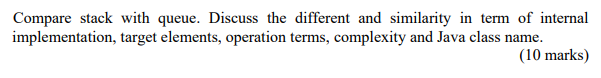 Solved Compare stack with queue. Discuss the different and | Chegg.com