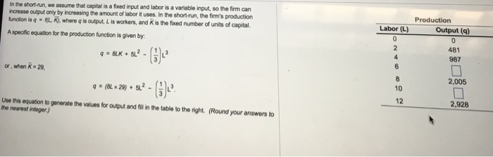 Solved we assume that capital is a fixed input and labor is | Chegg.com