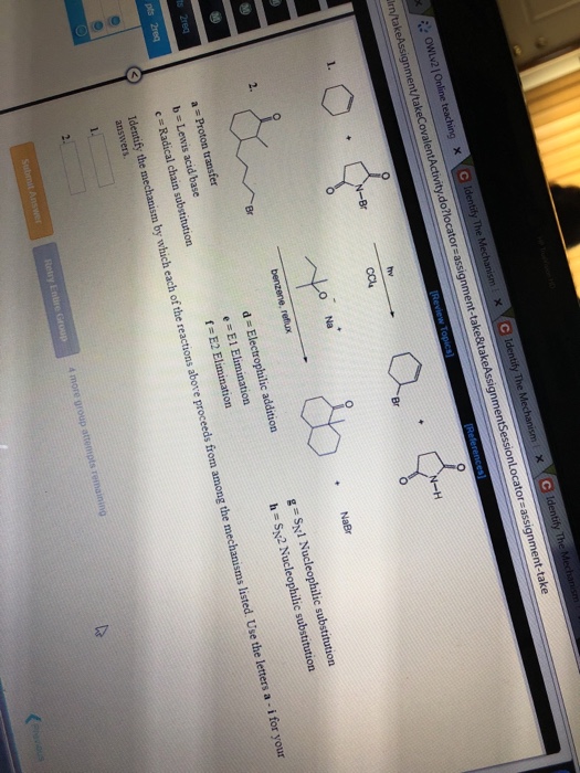 Solved Identify the mechanism by which each of the reactions | Chegg.com